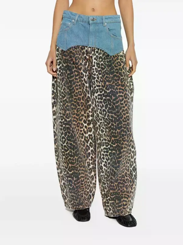GANNI Leopard-print Panelled Jeans