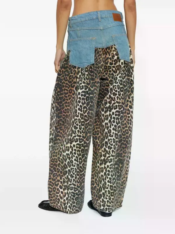 GANNI Leopard-print Panelled Jeans