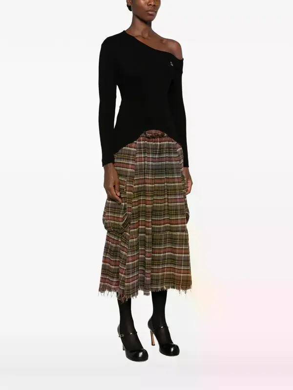 VIVIENNE WESTWOOD Orb-embroidered Asymmetric-neck Top - Black