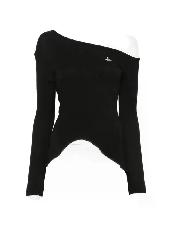 VIVIENNE WESTWOOD Orb-embroidered Asymmetric-neck Top