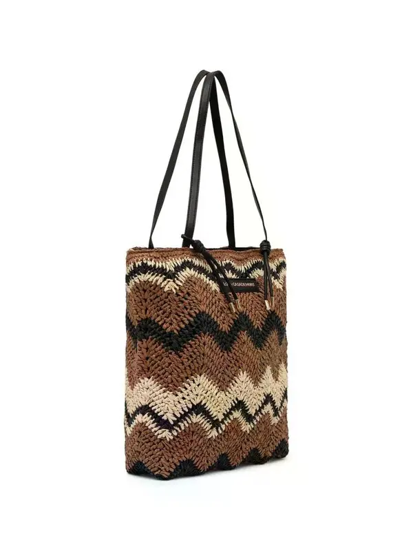 Lola Casademunt Chevron-knit Logo-patch Tote Bag - Brown