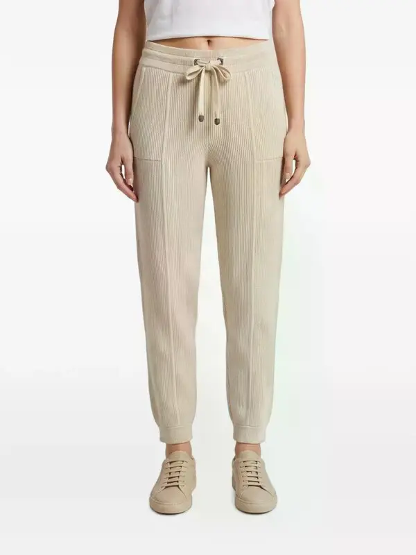Brunello Cucinelli Ribbed-knit Drawstring Trousers