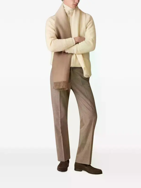 LARDINI Ribbed-knit Zip-up Cardigan