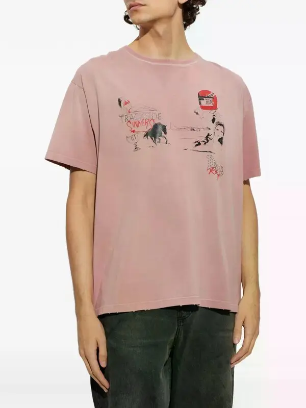 DUKE + DEXTER Dr4 Sketch Graphic-print Distressed T-shirt