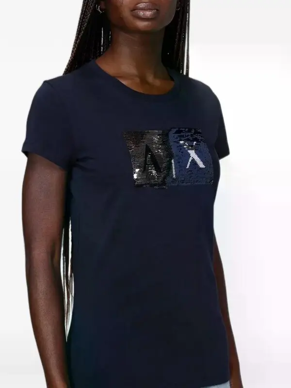 Armani Exchange Sequin-embellished T-shirt - Blue