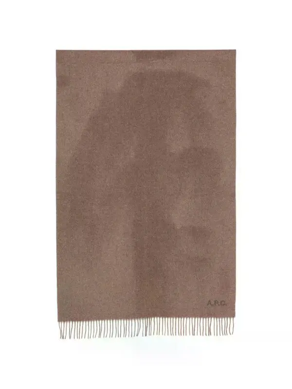 A.p.c. Logo-embroidered Fringed Scarf - Brown