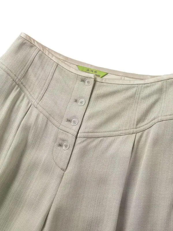 Shanghai Tang Embroidered Button-fastening Flared Trousers