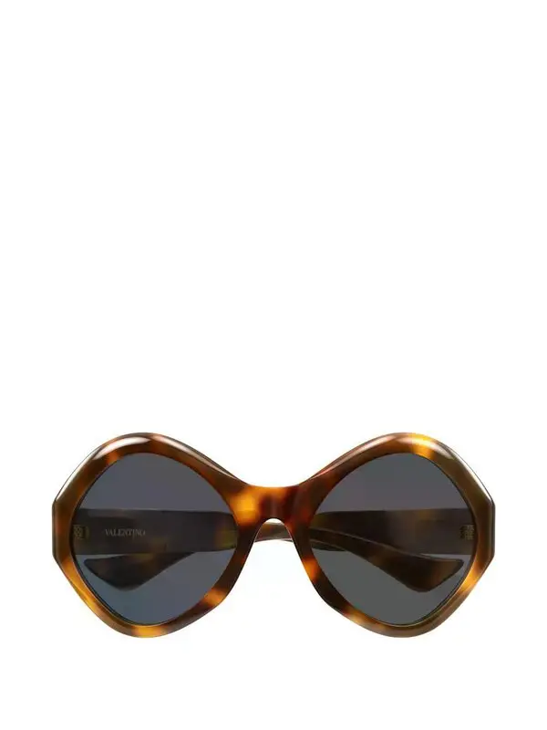 Valentino Garavani Vlogo Tortoise-shell Geometric-frame Sunglasses - Brown