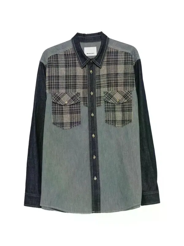 MARANT Check-panelled Denim Shirt
