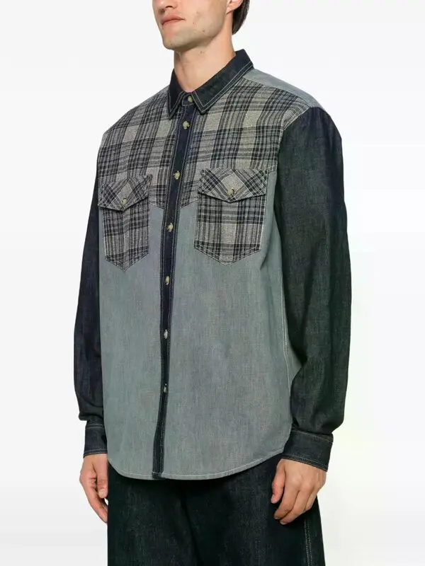 MARANT Check-panelled Denim Shirt