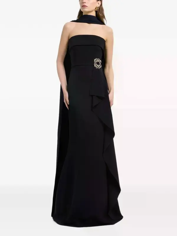 Elie Saab Strapless Brooch-detail Maxi Dress - Black