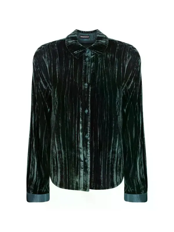 Emporio Armani Plissé-effect Velvet Shirt