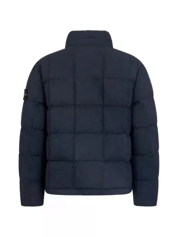 Stone Island Quilted Logo-patch Jacket - Blue