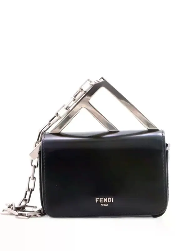 Fendi Ff Chain Leather Nano Clutch Bag
