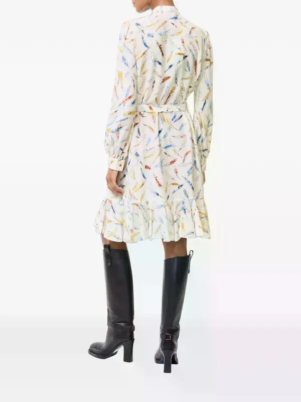 Burberry Ruffled Feather-print Silk Dress