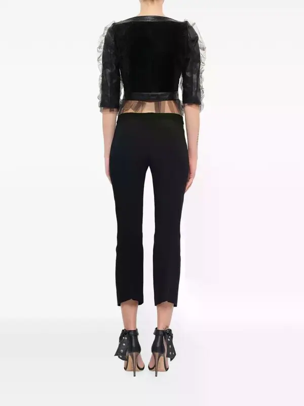 Alexander McQueen Tulle-overlay Leather Jacket