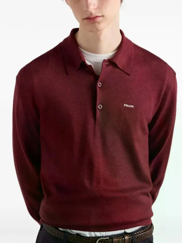 Prada Wool And Silk Polo Sweater