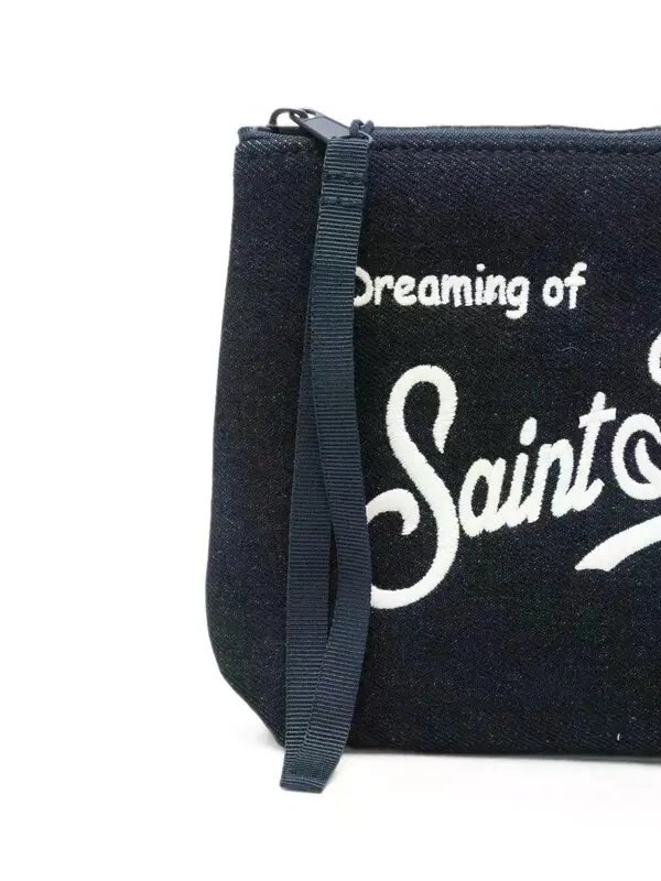 MC2 SAINT BARTH Aline Logo-embroidered Denim Clutch Bag