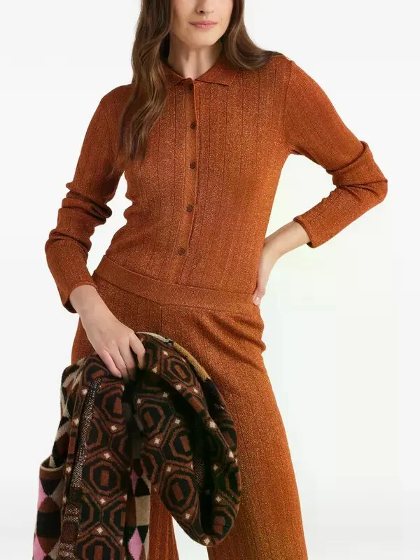 Malìparmi Ribbed Lurex-knit Cardigan - Brown