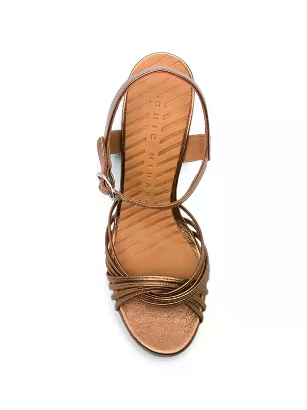 Chie Mihara Strappy Metallic-leather Sandals - Brown