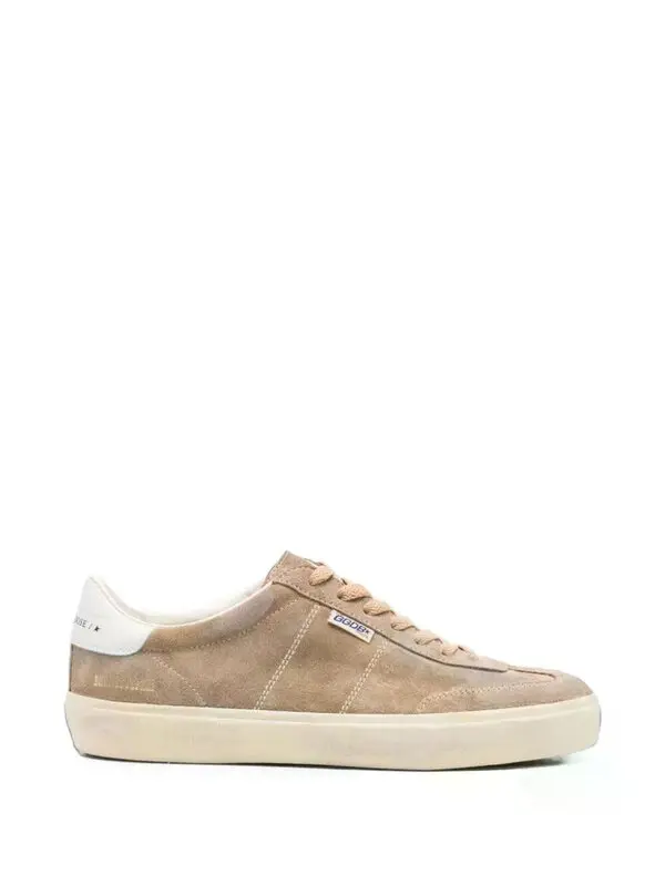 GOLDEN GOOSE Soul Star In Camel-colored Suede With White Leather Heel Tab And Tongue - Neutrals