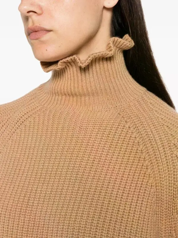 Max Mara Pontile Ruffled-collar Ribbed-knit Sweater