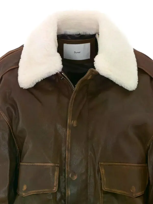 DUNST Shearling-collar Leather Jacket