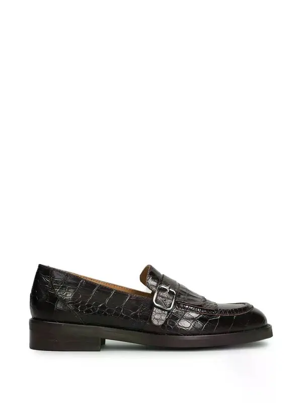PEDRO MIRALLES Fringed Crocodile-effect Loafers - Brown