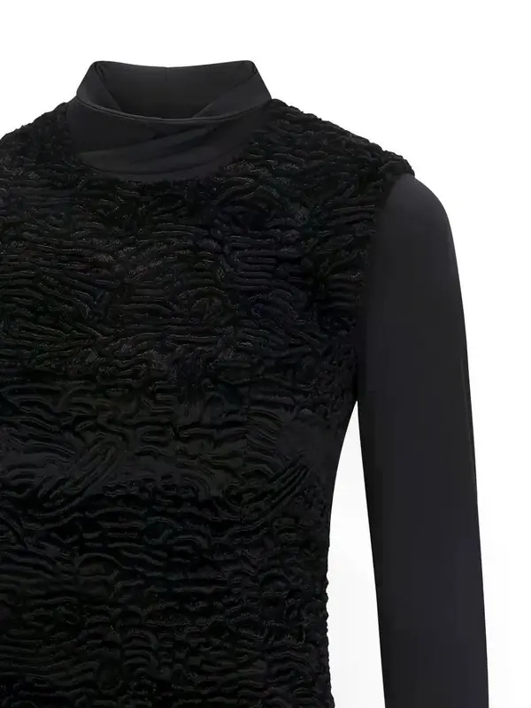 DARKPARK Joy Double-fabric Faux-astrakan & Jersey Top - Black