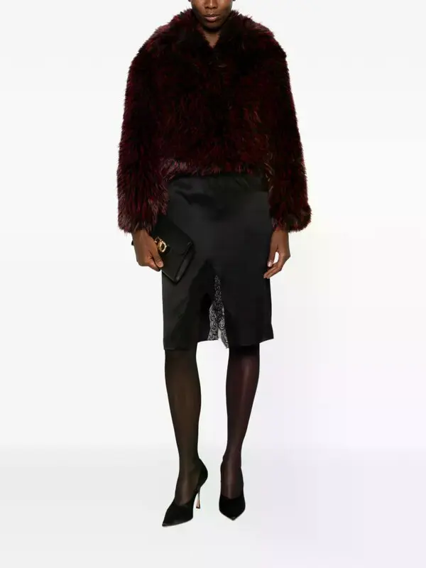 Saint Laurent Lace-trim Satin Midi Skirt
