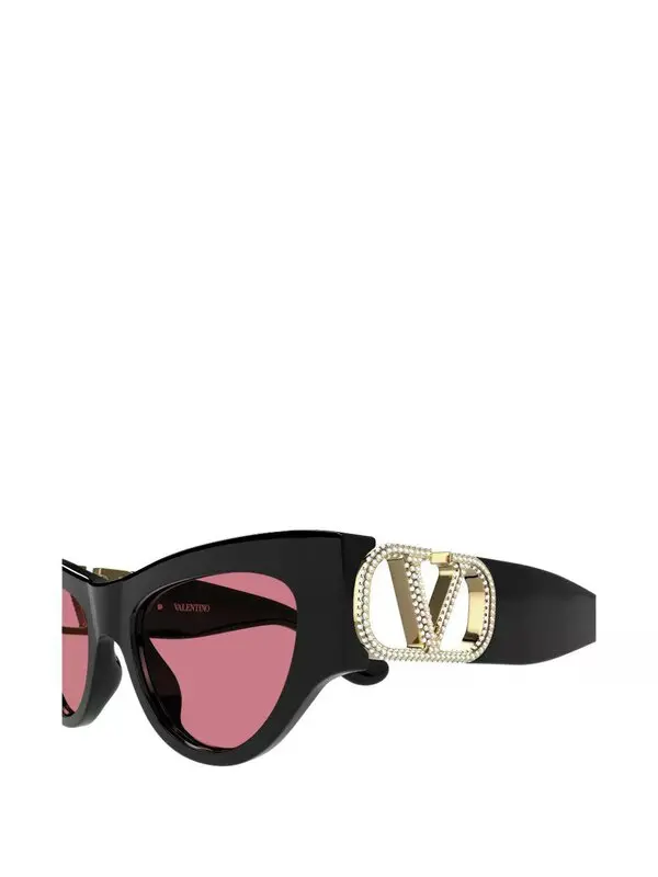 Valentino Garavani Vlogo Crystal-embellished Cat-eye Frame Sunglasses - Black