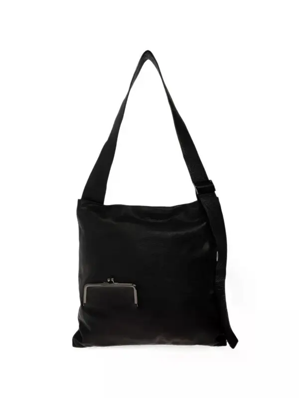 Yohji Yamamoto Clasp-detail Leather Shoulder Bag - Black