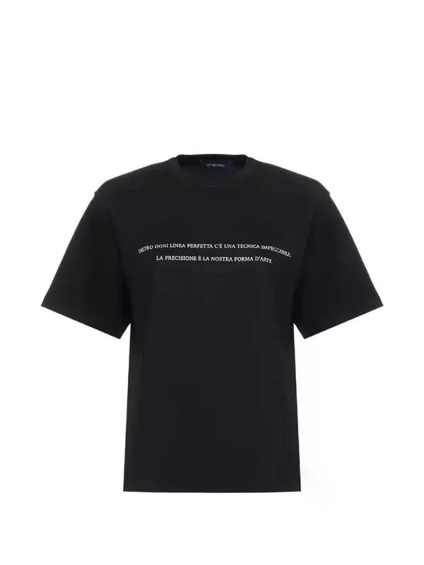 Sportmax Slogan-print Cotton T-shirt - Black