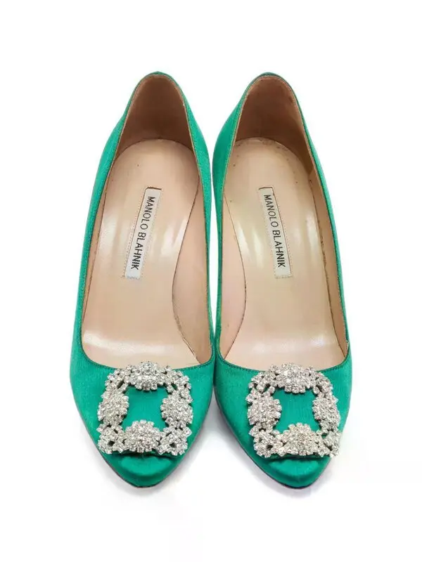 Manolo Blahnik Hangisi Crystal Buckle Pumps