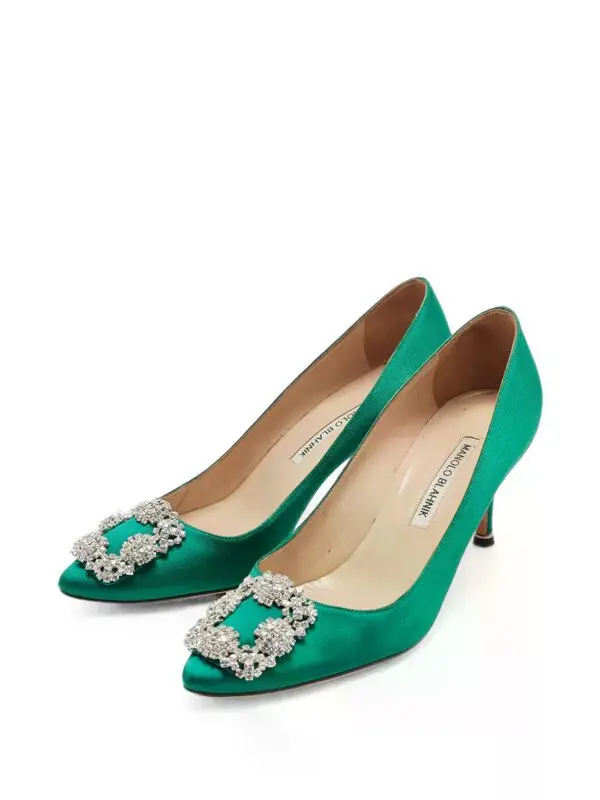 Manolo Blahnik Hangisi Crystal Buckle Pumps