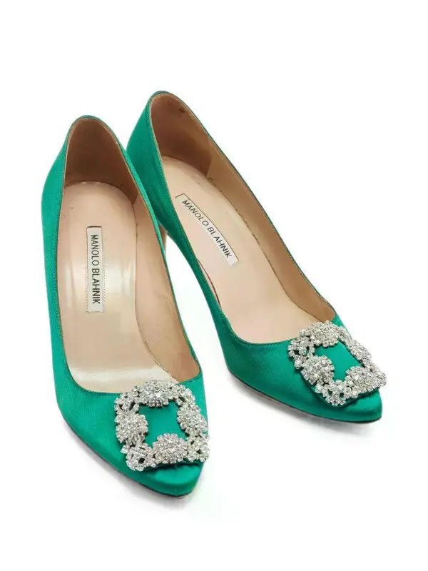 Manolo Blahnik Hangisi Crystal Buckle Pumps