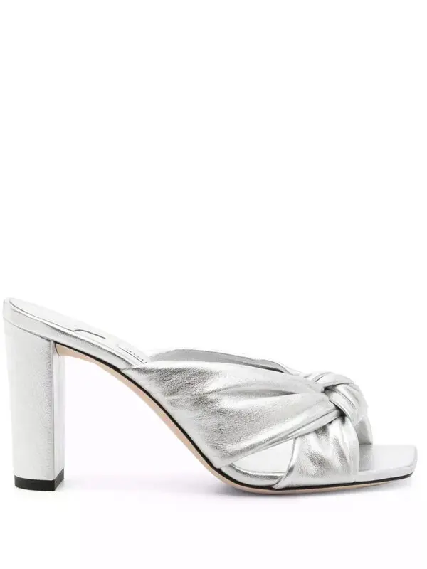 JIMMY CHOO 85mm Avenue Metallic Leather Sandals - Silver