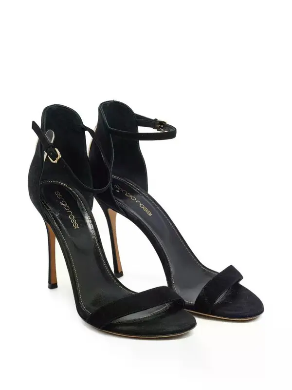 SERGIO ROSSI Suede Ankle-strap Sandals - Black