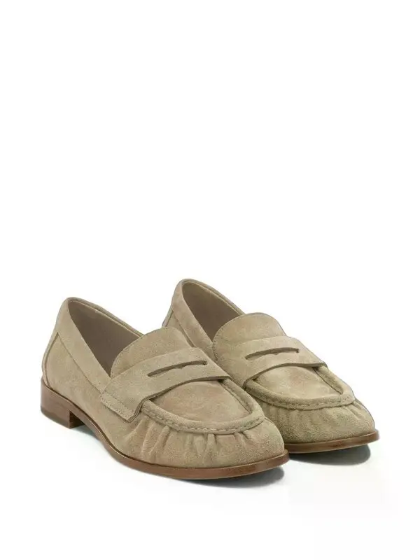 STRATEGIA SHOES Suede Gathered-toe Loafers