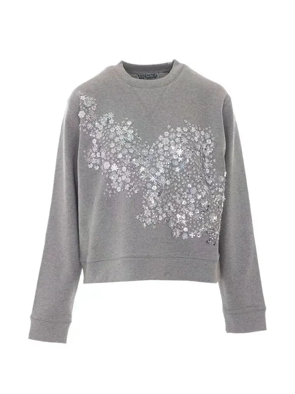 Essentiel Antwerp Sequin-embellished Floral-patch Sweatshirt