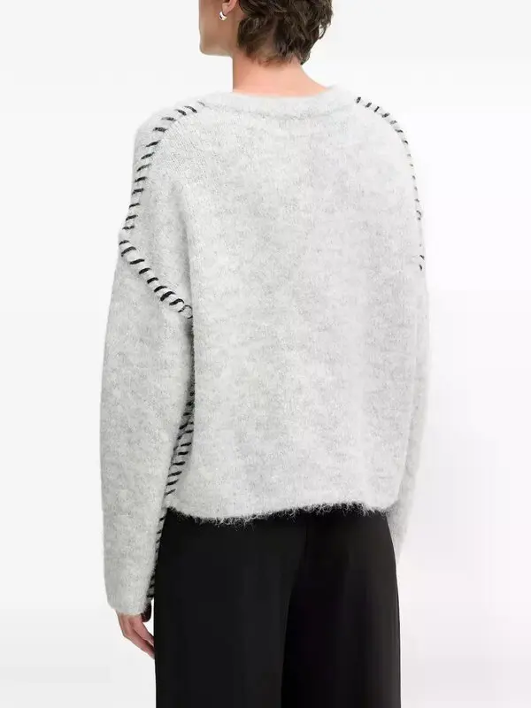 SANDRO FERRONE Whipstitch-detail V-neck Sweater