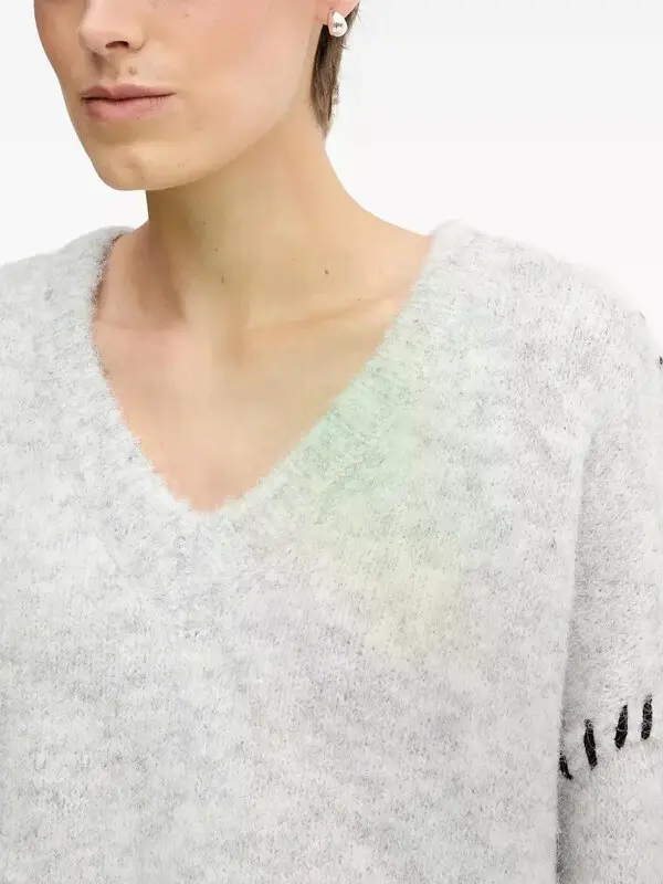 SANDRO FERRONE Whipstitch-detail V-neck Sweater