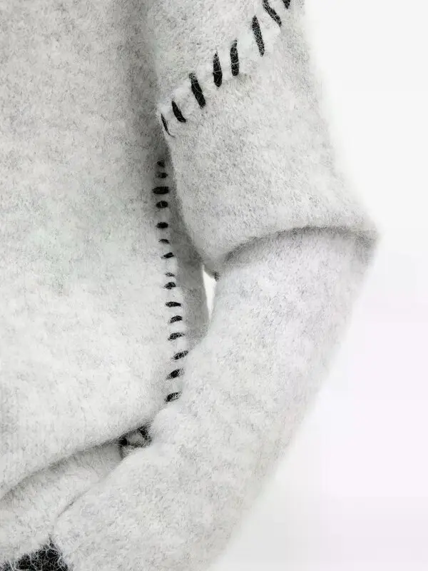 SANDRO FERRONE Whipstitch-detail V-neck Sweater