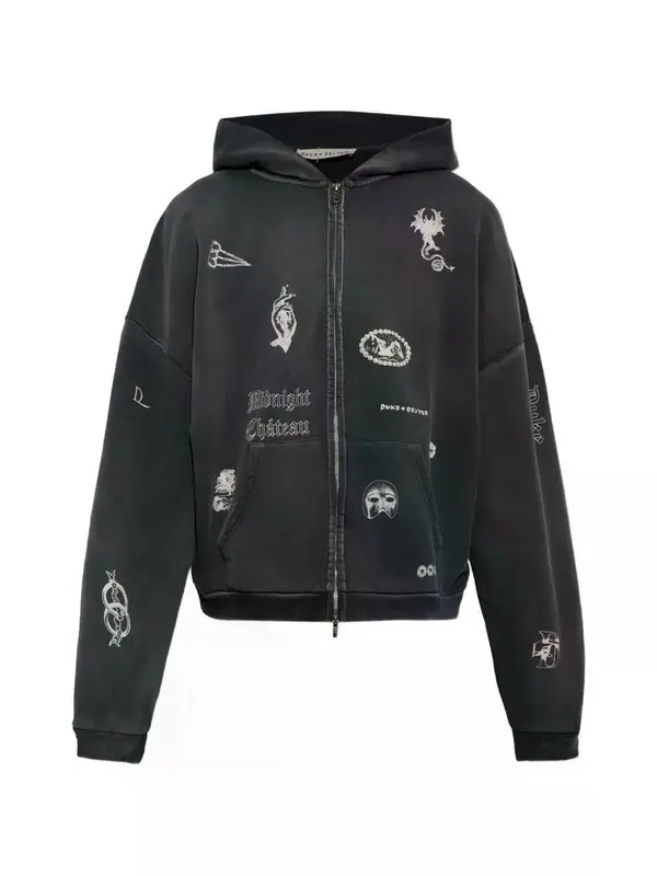 DUKE + DEXTER Graphic-print Zip-up Hoodie