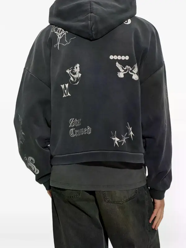 DUKE + DEXTER Graphic-print Zip-up Hoodie