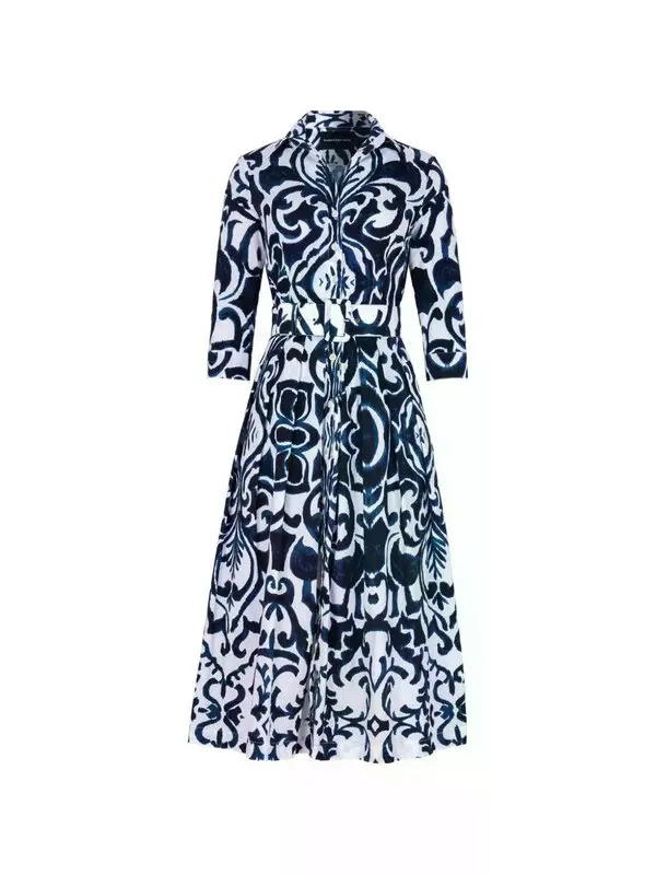 Samantha Sung Audrey Maiolica-print Midi Dress - Blue
