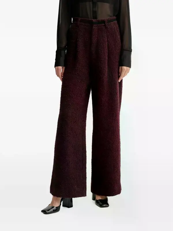 GESTUZ Bouclé-knit Wide-leg Trousers