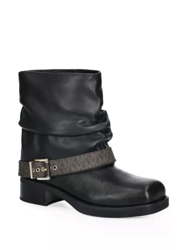 Michael Kors Colby Leather And Signature Logo Ankle Boots