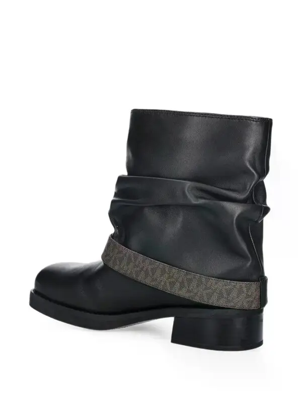 Michael Kors Colby Leather And Signature Logo Ankle Boots