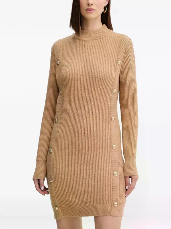 MORGAN Rmcool Ribbed Button Mini Dress